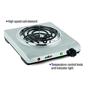Salton Single Stainless Steel Coil Portable Electric Cooktop, 1.36 kg, Stainless