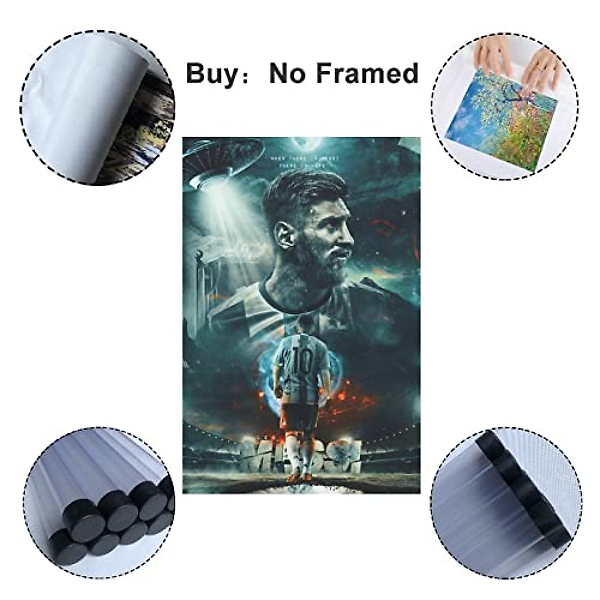 Kroity Football Stars Messi Canvas Poster Art Wall Decor (Unframed) (30cm×45cm) (12in×18in) for Living Room