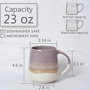 Bosmarlin Extra Large Ceramic Coffee Mug, 23 Oz, Dishwasher and Microwave Safe, Oversized Big Tea Cup for Office and Home (Purple)