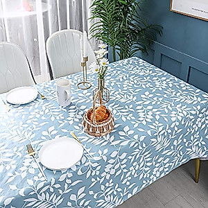 Rectangular Vinyl Tablecloth ,Heavy Duty 100 % Waterproof Oil-Proof Wipeable with bflannel Backing for Kitchen Party Picnic Dining Spring Summer Indoor & Outdoor(Blue, 60X84 Inch)…