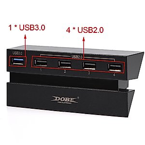 FOSA High Speed 5-Port USB Hub 2.0 & 3.0 Expansion Hub Controller Adapter for PS4 Game Console