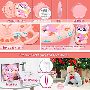 Glzyglyfx Baby Teeth Keepsake Box,Tooth Fairy,Lost Deciduous Tooth Collection Organizer,Cute Children Tooth Fetal Hair Umbilical Container,Saving Baby Teeth (Pink)