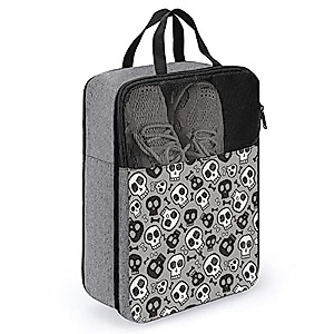 Frcavbin Skulls And Bones Halloween Travel Shoe Bag Shoes Carrier with Handle and Zipper Foldable Shoe Puches Organizer for Home storage School starts