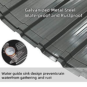 GRAVFORCE 6' x 4' Outdoor Metal Storage Shed, Outdoor Shed, Galvanized Steel Garden Shed with Double Lockable Door, Tool Storage Shed for Patio, Backyard, Lawn