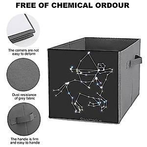 Constellation Sagittarius Canvas Collapsible Storage Bins Cube Organizer Baskets with Handles for Home Office Car
