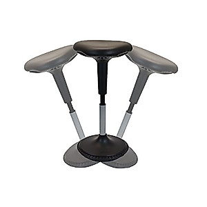 Wobble Stool Standing Desk Chair Ergonomic Tall Adjustable Height sit Stand-up Office Balance Drafting bar swiveling Leaning Perch Perching high swivels 360 Computer Active Sitting Black Saddle seat