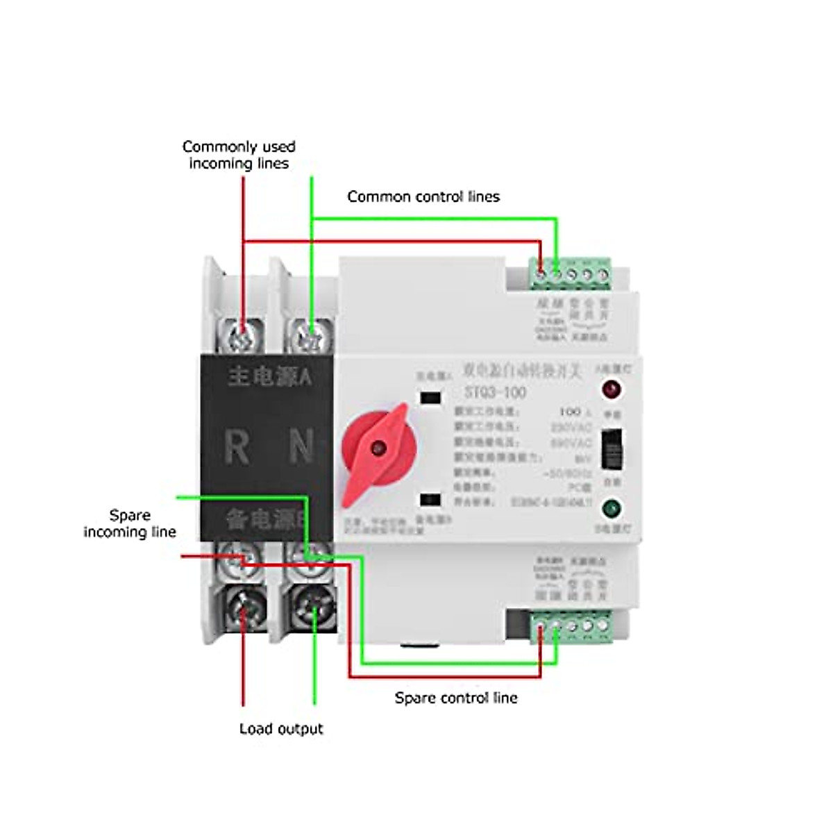 Dual Power Automatic Transfer Switch Dual Power Generator Changeover Switch ZGQ5-100/2P 220V Self Cast Conversion
