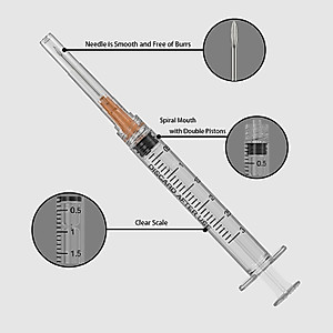 30 Pack 3ml Disposable Syringes with Needle 25Ga 1.0 inch Needle ,Luer Lock Industrial Dispensing Accessories,Individually Wrapped