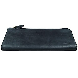 Hide & Drink, Long Zippered Wallet Handmade from Full Grain Leather (Charcoal Black)