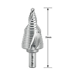 ACTOOL Industrial HSS Step Drill Bit 7/8 inch to 1-1/8 inch with 3/8 inch Shank, Double Spiral Flute