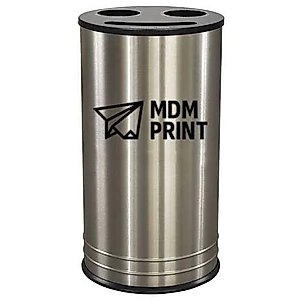 4-1/2 gal Round Steel Recycling Bin, Silver