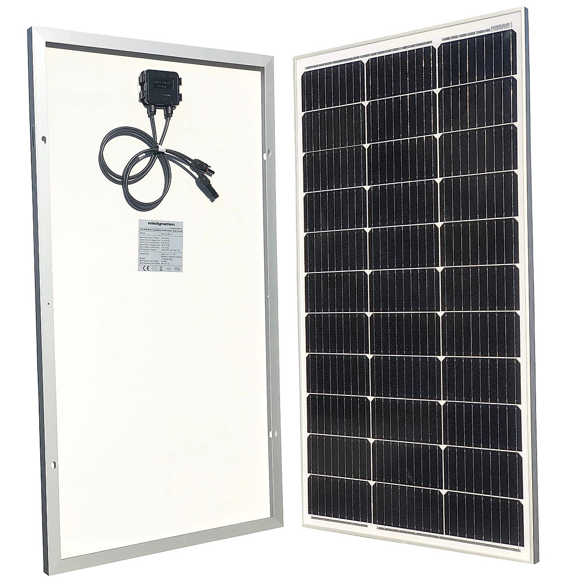 WindyNation 100 Watt Monocrystalline Solar Panel Off-Grid Kit with P30L LCD PWM Charge Controller + Solar Cable + Mounting Brackets for RV, Boat, Off-Grid