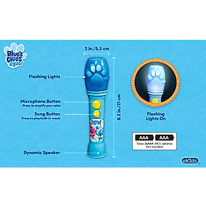 eKids Blues Clues and You Microphone for Kids, Blues Clues Toy Microphone with Built-in Music and Flashing Lights, for Fans of Blues Clues Toys and Gifts