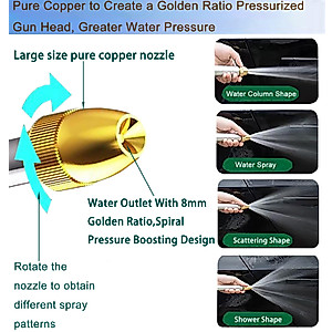 Upgrade Garden Hose Nozzle,100% Heavy Duty Metal Spray Gun With Full Brass Nozzle,High Pressure Water Hose Nozzle Sprayer Head,3/4" Quick Connectors,for Lawn & Garden,Washing Cars,Showering Dogs&Pets