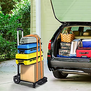 tomser Folding Hand Truck 4 Wheel-rotate 360 lbs Heavy Duty Solid Construction Utility Cart Compact and Lightweight for Luggage/Personal/Travel/Auto/Moving and Office Use