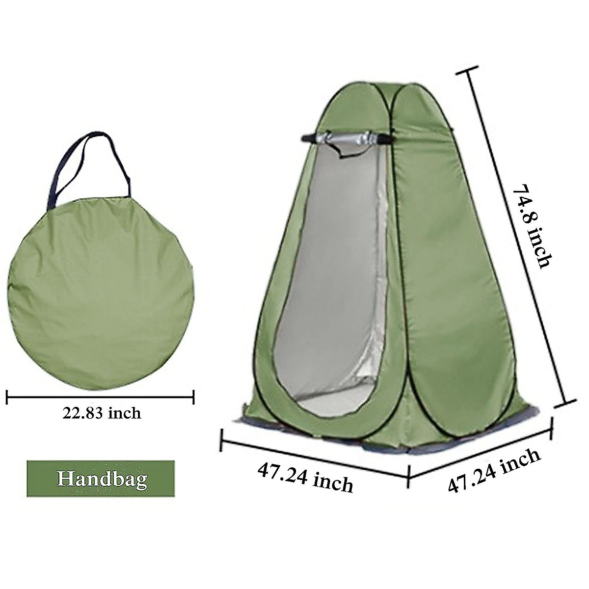 Timilge Portable pop-up privacy tent suitable for outdoor shower, dressing room, sunshade and camping toilet (Green)