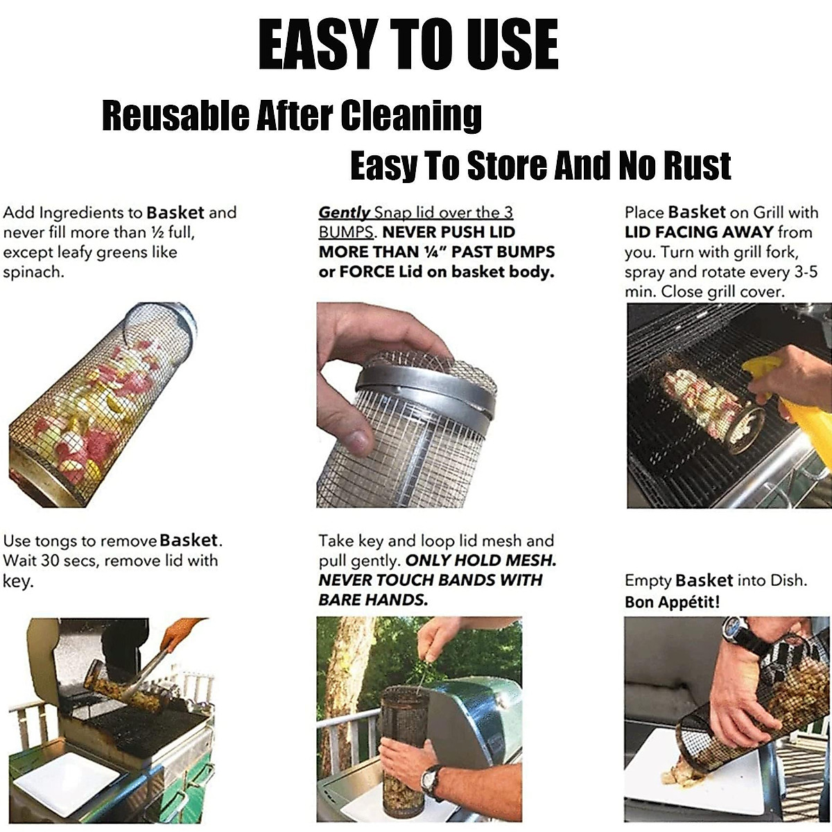 Rolling Grilling Baskets for Outdoor Grilling,BBQ Rolling Grill Basket,Grilling Basket,Rolling Grill Baskets for Outdoor Grill Vegetables,French Fries,Seafood,Meat (11.8X 3.74 inch) (Size : 2PCS 7.87