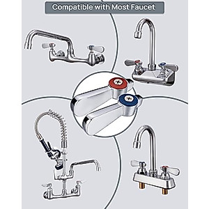 Phivan Commercial Faucet Parts Kitchen Faucet Handle Replacement Kit - 2 Pack Lever Handles 0.43" Round Stem Hole Fits Most 3/8" Shaft, Ideal for Kitchen, Laundry, Restaurant, and Industrial Use