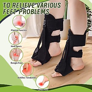LYGJMYOK 2Pack Plantar Fasciitis Night Splint,Plantar Fasciitis Relief Brace,3 Straps Adjustable Foot Relief Splint for Women&Men,Foot Drop Orthotic Brace Relief Plantar Fasciitis,Achilles Tendonitis