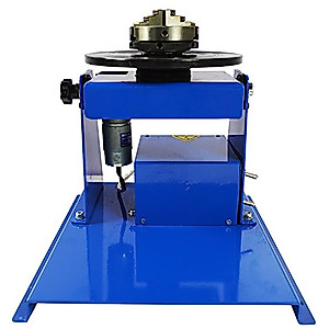 PreAsion 10KG Welding Positioner Turntable with 80mm Chuck Rotary Table Workbench 3 Jaw Chuck Diameter 180mm 0-90º for Circle Work Welding Equipment Positioning Welder 110V