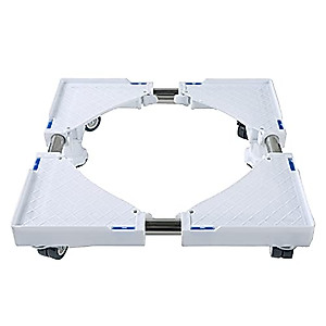 MAOPINER Multi-functional Washing Machine Stand Adjustable Base Mobile Roller with 4×2 Locking Rubber Swivel Wheels and 4 Strong Feet for Washing Machine, Dryer and Refrigerator 8 Wheels (White)