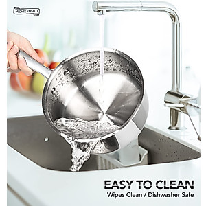 MICHELANGELO Stainless Steel Saucepan Set with Lids 1QT & 2QT & 3QT, Stainless Steel Sauce Pot Set 6pcs, Induction Saucepans, Nonstick Sauce Pan Set, Dishwasher Safe