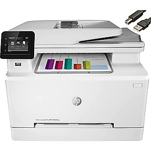 HP Color Laserjet Pro M283fdwA Wireless All-in-One Laser Printer, Print Scan Copy, Remote Mobile Print, Auto 2-Sided Printing, 22 ppm, 250-Sheet, Works with Alexa, Bundle with JAWFOAL Printer Cable
