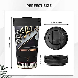 WANGZHAO Music Note Pianos Print Double Wall Stainless Steel Vacuum Insulated Tumbler Cup Home Thermal Cup