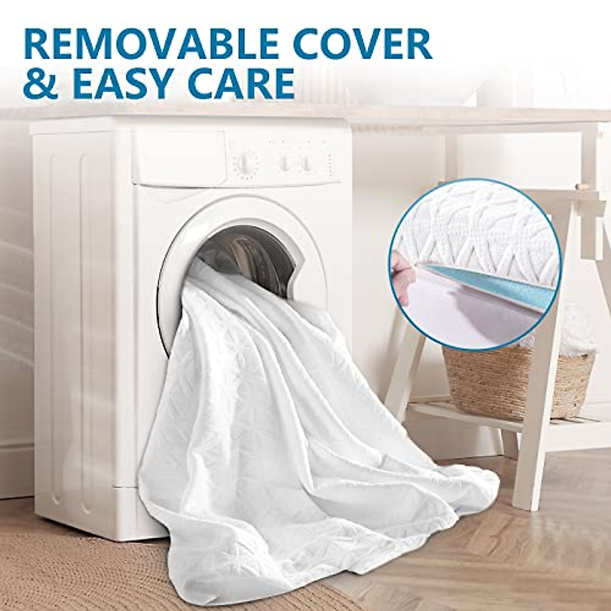 HARNY 3 Inch Gel Memory Foam Mattress Topper Queen Size, High Density Cooling Pad Pressure Relief Bed Topper for Back Pain, with Removable Breathable Soft Bamboo Cover, CertiPUR-US Certified