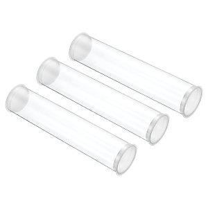 PATIKIL 7.9"L x 1.7"Dia Clear Storage Tubes, 3Pcs PC Plastic Transparent Hollow Round Rigid Tube with Cap for Beads Bath Salt Container Wedding Party Favors