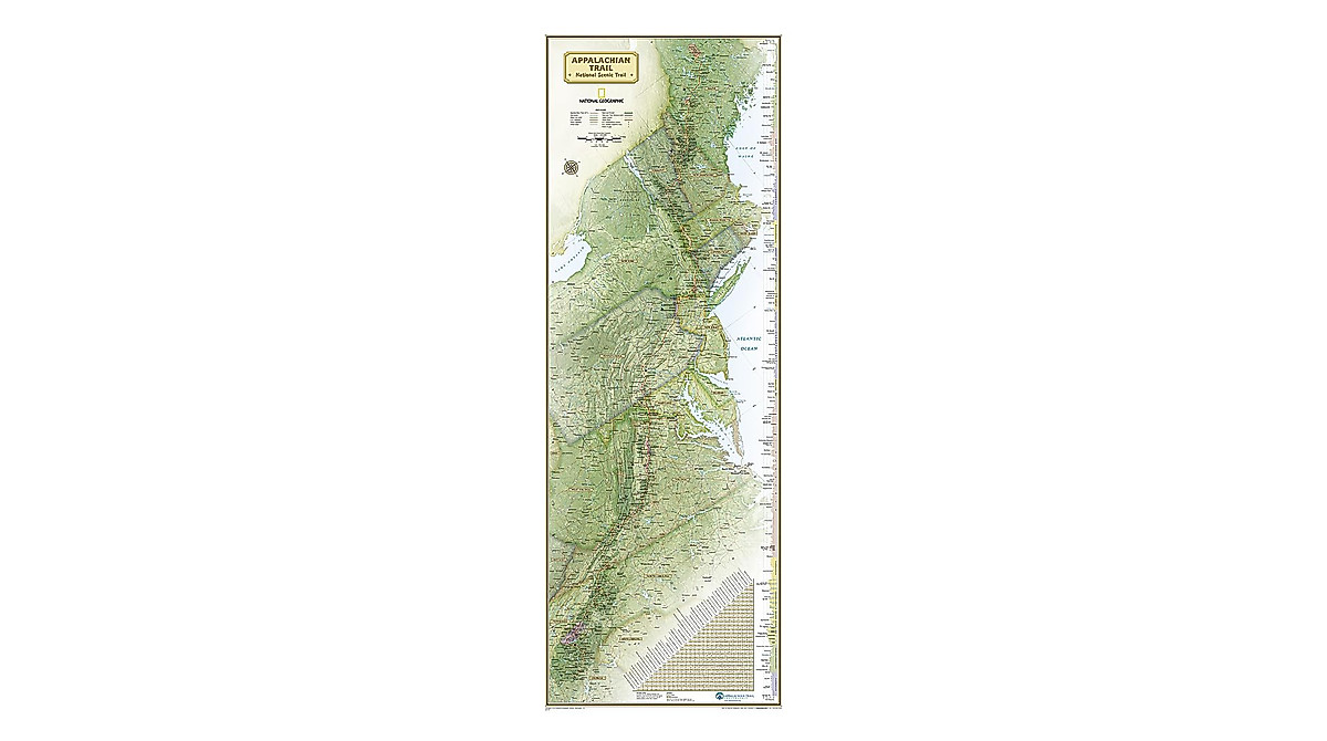 National Geographic Appalachian Trail Wall Map - 18x48 Gift Map