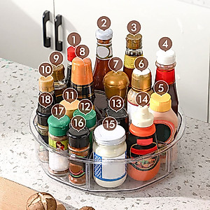 A ALFEEL 2 Tier Lazy Susan Organizer, 11.8 Inches Height Adjustable Rotating Turntable with 5 Divided Bins , Clear Spice Rack for Cabinet, Fridge, Bathroom, Makeup,Medicine ,Pantry Organization