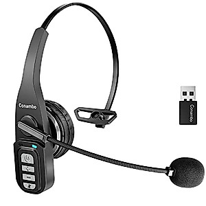 Conambo Bluetooth Headset, Bluetooth Trucker Headset with Noise Canceling Mic, On Ear Bluetooth Headphones for Cell Phone/PC/Tablet/Laptop/Computer, Hands Free Headset for Trucker/Business/Students