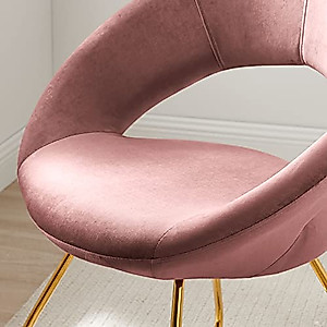Modway Nouvelle Moday Performance Velvet Dining Chairs in Gold Dusty Rose-Set of 2
