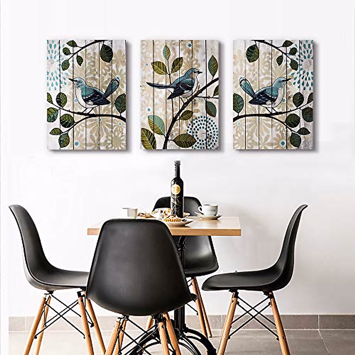 Bird On The Branch 3 Piece Abstract Canvas Wall Art For Living Room Wall Decor For Bedroom Kitchen Decorations Abstract Hang Posters Canvas Prints Artwork Modern Framed Bathroom Home Decoration