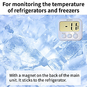 HATUSOKU Digital Thermometer with External Sensor, Magnet, Suction Cup, Water Thermometer, Aquarium, Refrigerator, Freezer (White)