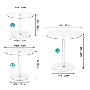 KVMORZE Acrylic Cake Stand, Clear Round Cupcake Stands for Dessert Table, Dessert Cupcake Pastry Candy Display Riser for Wedding, Event, Party, Cake Holder for Cupcake Dessert Cake Pizza (9.8in)