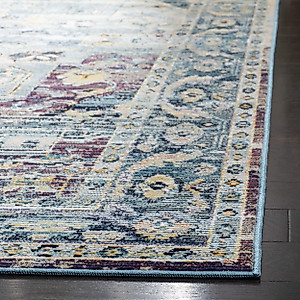 SAFAVIEH Crystal Collection Accent Rug - 2'2" x 5', Teal & Purple, Medallion Distressed Design, Non-Shedding & Easy Care, Ideal for High Traffic Areas in Entryway, Living Room, Bedroom (CRS503D)