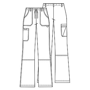 Cherokee Women's Low Rise Drawstring Cargo Scrub Pant, Black, Medium