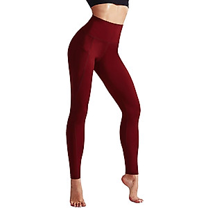 NELEUS 2 Pack Tummy Control High Waist Running Workout Leggings,9017,Red,Rose Red,US L,EU XL