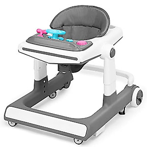 Bellababy Baby Walker Foldable Adjustable Height, Multi-Function Anti-Rollover Toddler Walker, Suitable for All terrains for Babies Boys and Girls 7-15 Months