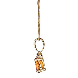 Gin & Grace 10K Yellow Gold Genuine Citrine Diamond (SI1) Pendant Necklace with Gold Chain for Women Jewelry Gifts, Valentine's Day Gift for her.