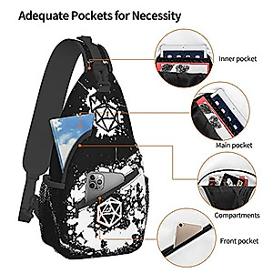 Men & Women Gym Crossbody Sack Satchel Outdoor Hiking Bag, Yin Yang Dice D20 Sling Bag Backpack Backpacking for Travel Hiking School - Small Tool Backpak