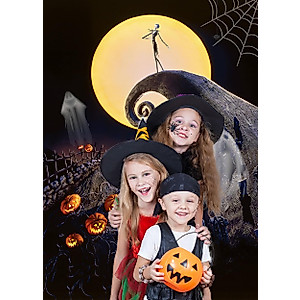 AIIKES 6x8FT Halloween Backdrop Nightmare Before Christmas Backdrop for Halloween Pumpkin Moon Ghost Skull Backdrop Birthday Baby Shower Backgrounds Party Home Decoration Photo Studio Props 11-749