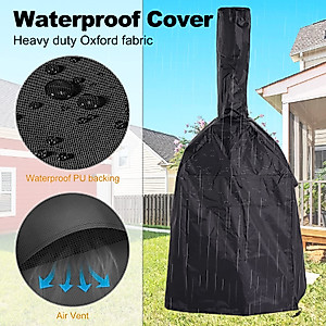 Vonzoy Wood Fired Outdoor Pizza Oven with Waterproof Cover, Pizza Stone and Peel, Wood Burning Pizza Oven with 2 Wheels for Outside