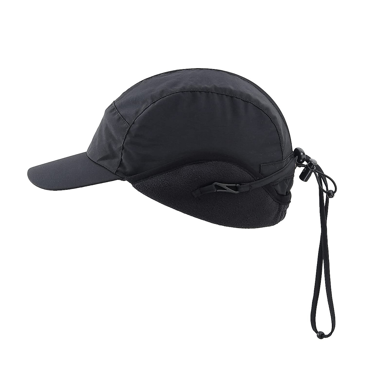 Home Prefer Waterproof Mens Winter Hats with Brim Fleece Lined Earflaps Hat Warm Baseball Cap Black