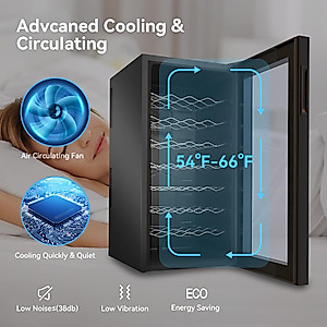 Kerilyn 32 Bottle Wine Fridge, 2.75Cu.Ft./78L Thermoelectric Free Standing Wine Cooler Refrigerator with Interior LED Light, 54°F - 66°F Digital Temperature Control Wine Refrigerator For Red Wine