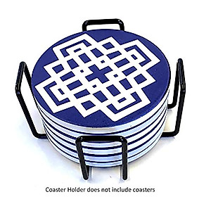 4.5 Inch Premium Black Iron Metal Coaster Holder for Both Round and Square Coasters New Modern Design. Stronger, Thicker Construction Holds Up to 7 Coasters (1)