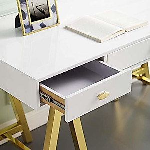 Modway Jettison Office Desk, Gold White