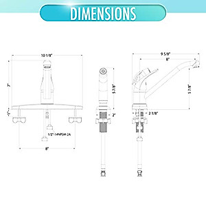 Aqua Vista 22-K81WS-CH-AV Kitchen Sink Faucet with Side Spray, Polished Chrome Single Handle